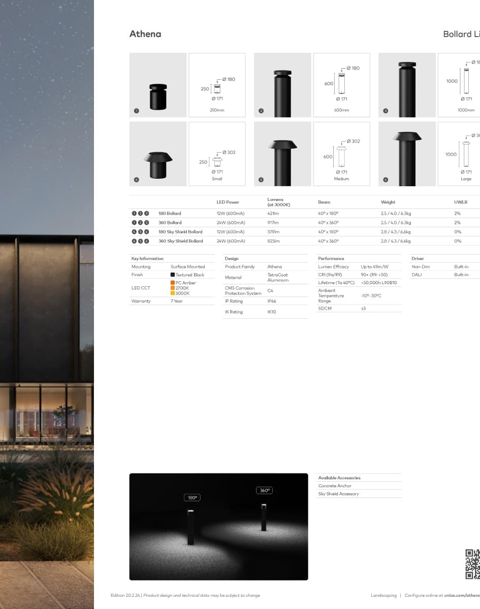 Athena Bollard Light | Unios